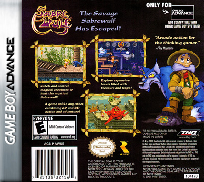 GBA – Sabre Wulf (back) - Retro Game Cases