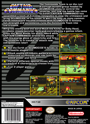 SNES – Captain Commando (back) - Retro Game Cases