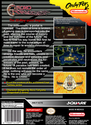 SNES – Chrono Trigger (back) - Retro Game Cases