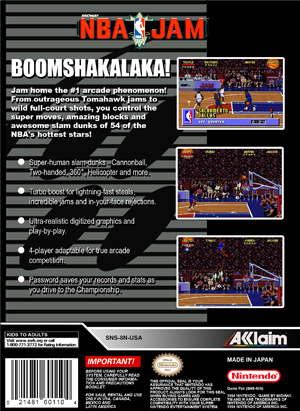 SNES – NBA Jam (back) - Retro Game Cases
