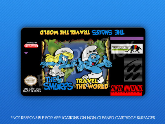 Snes Smurfs Travel The World Label Retro Game Cases